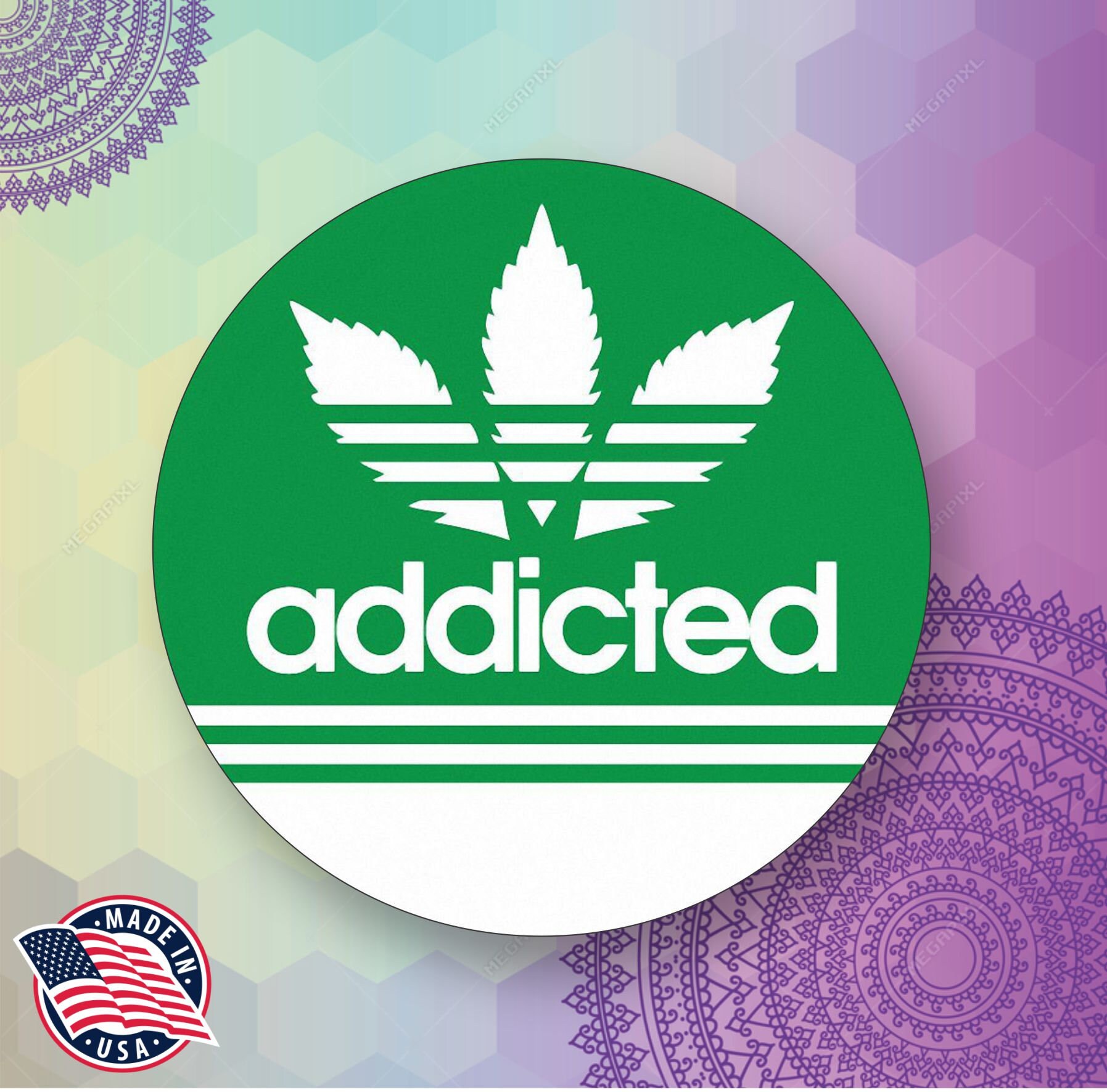 Addicted adidas spoof funny logo weed sticker 4 | Etsy