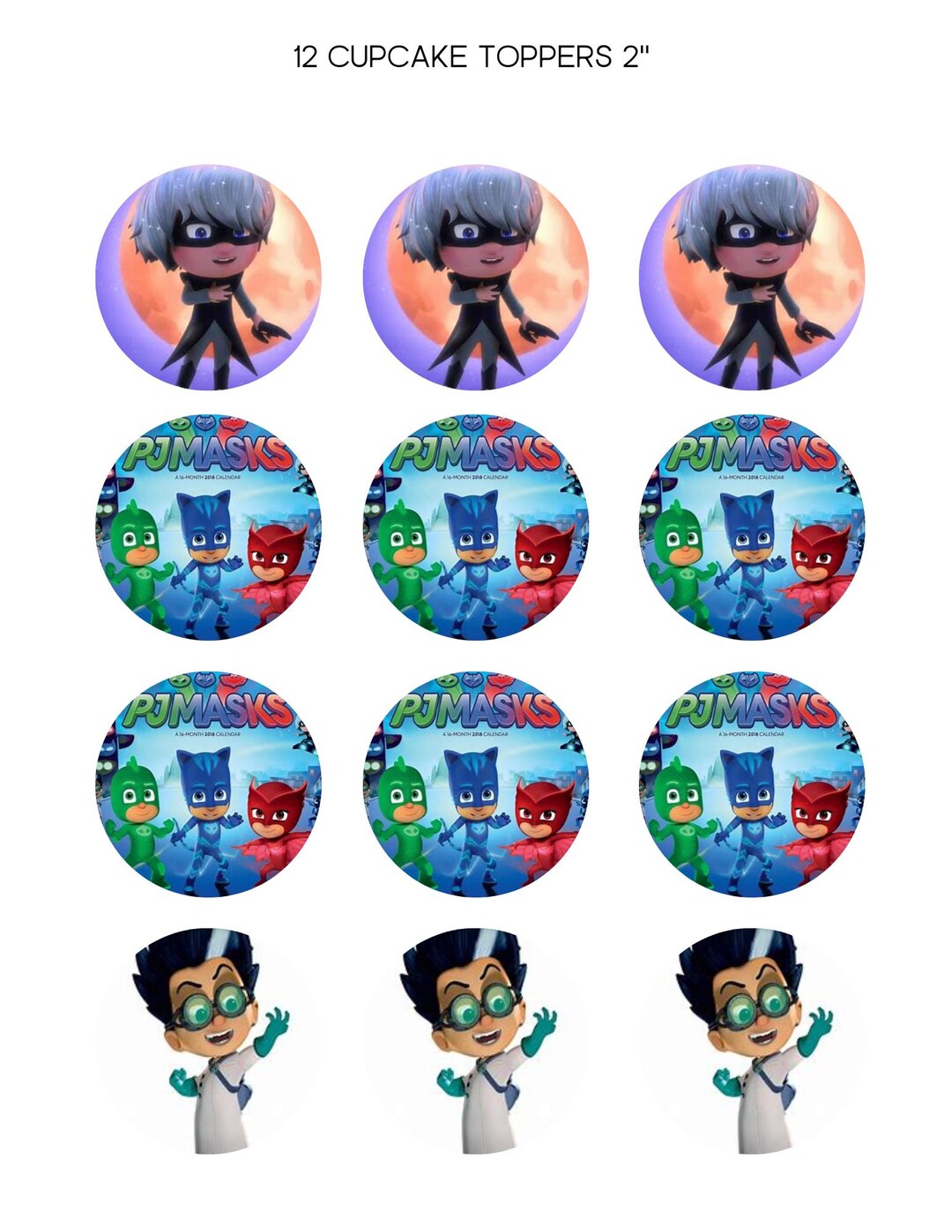 PJ Masks Inspired Edible Cake Toppers X 12 - Etsy