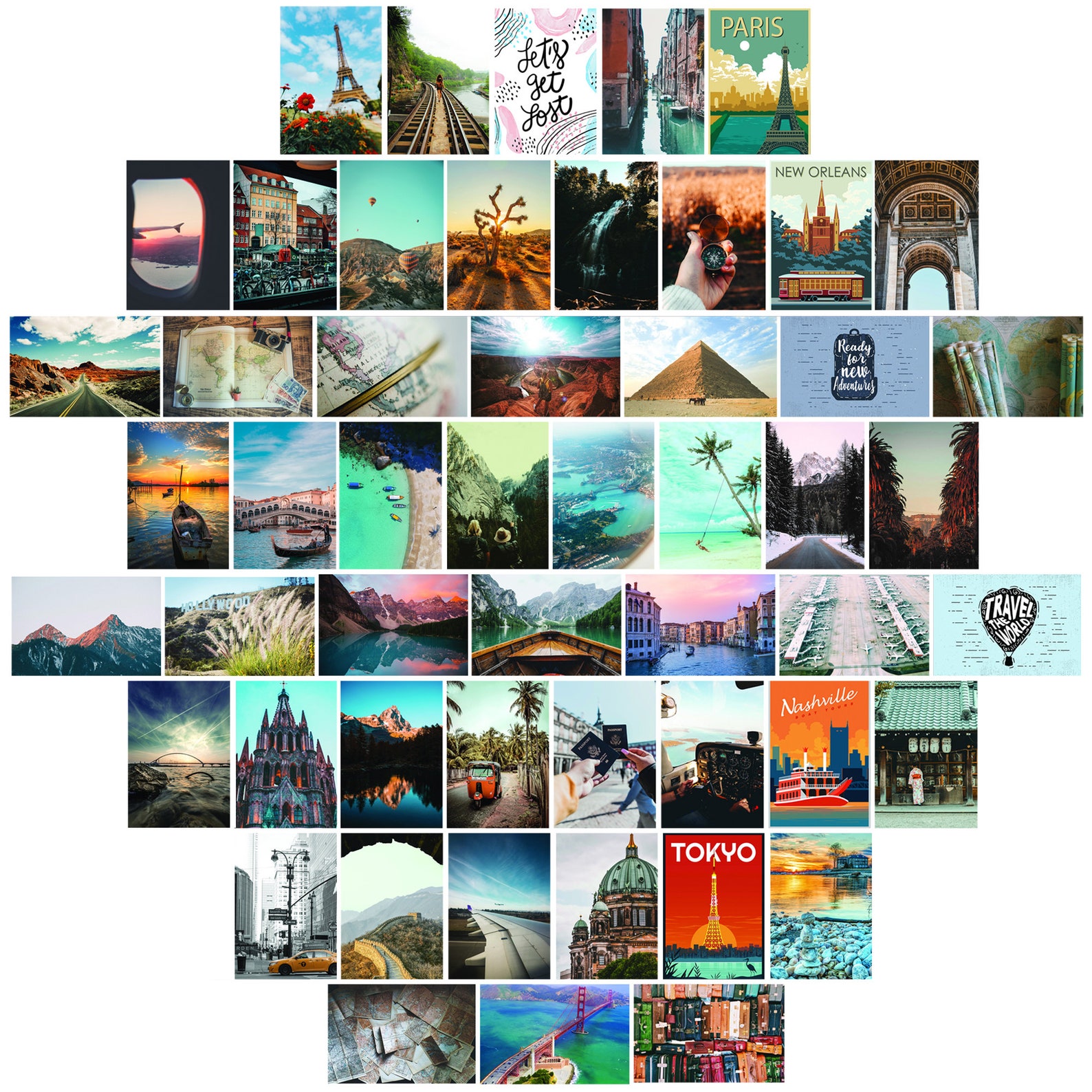 Travel Photo Collage Kit for Wall Aesthetic 50 Prints 4x6 in | Etsy