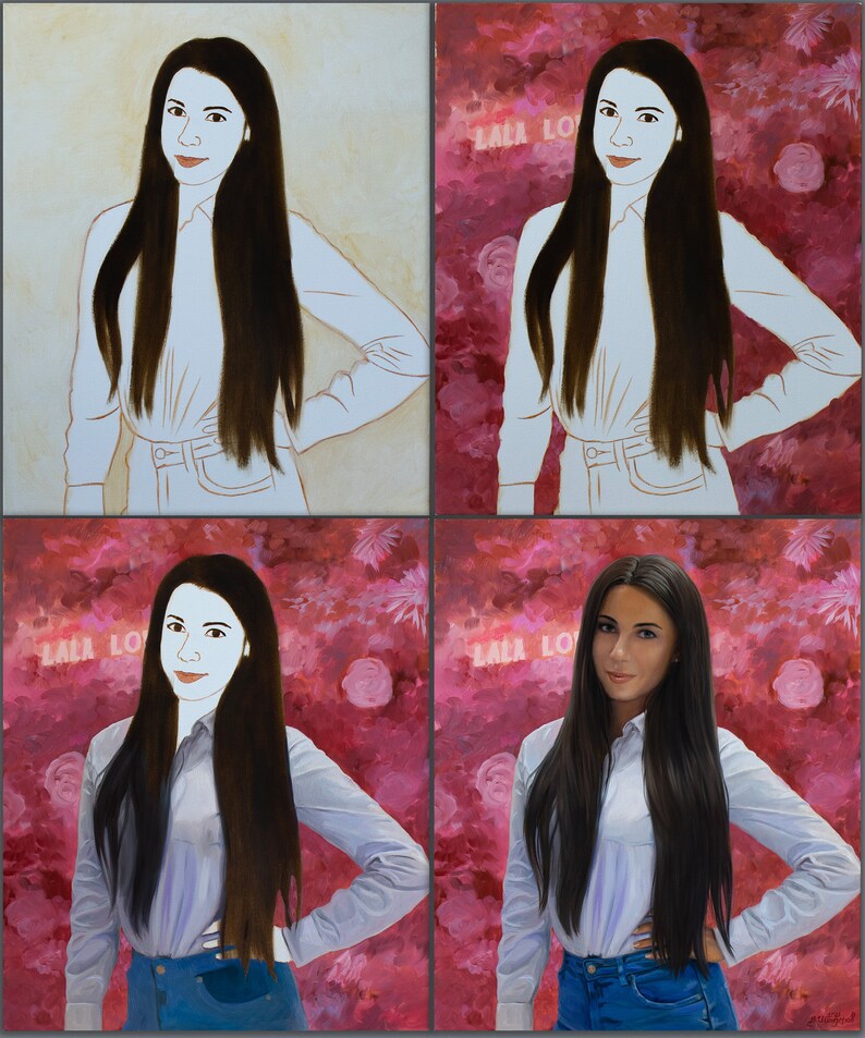 Personalized Girl Portrait Painted to Order Commission Oil - Etsy