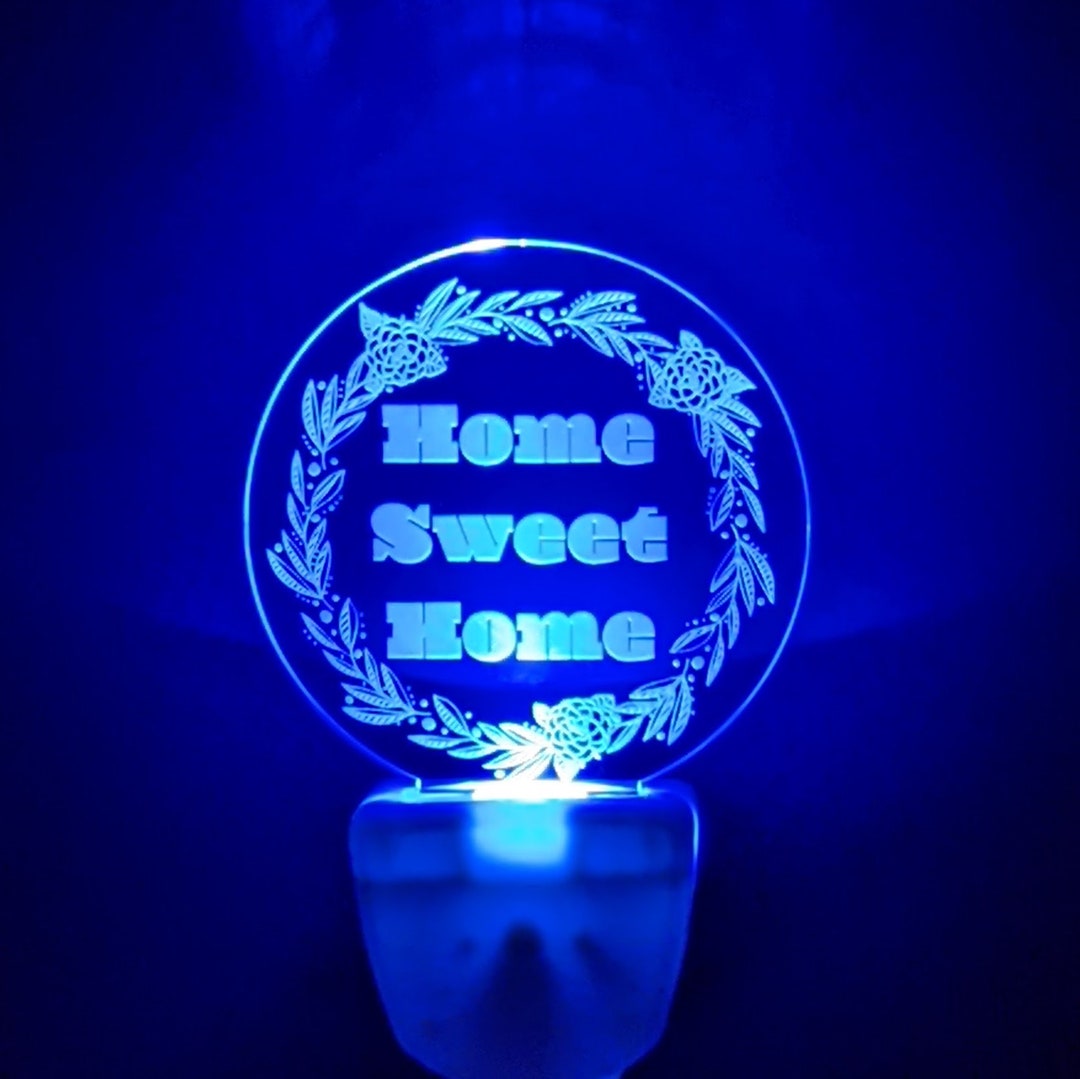 Home Sweet Home Blue LED Laser Engraved Acrylic Night Light Family ...