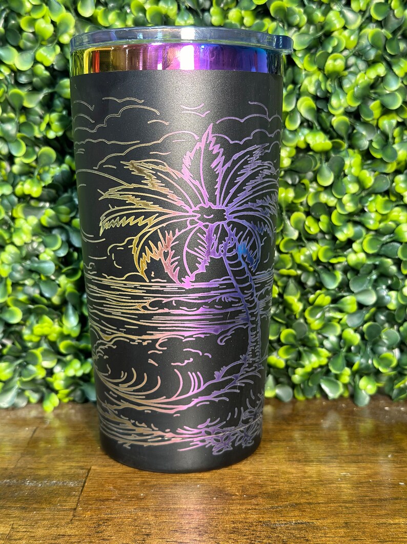 Palm Tree Rainbow / Laser Engraved Tumbler 20 Oz - Etsy