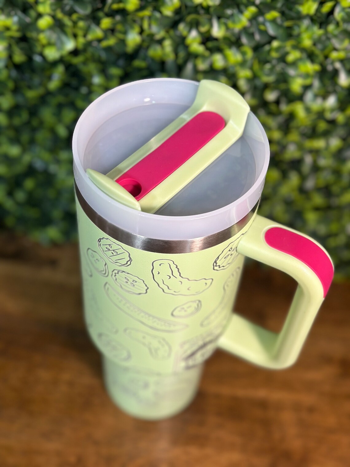 Pastel Pickle Lover Tumbler Large 40 Oz Cup in Subtle Green With Pretty ...