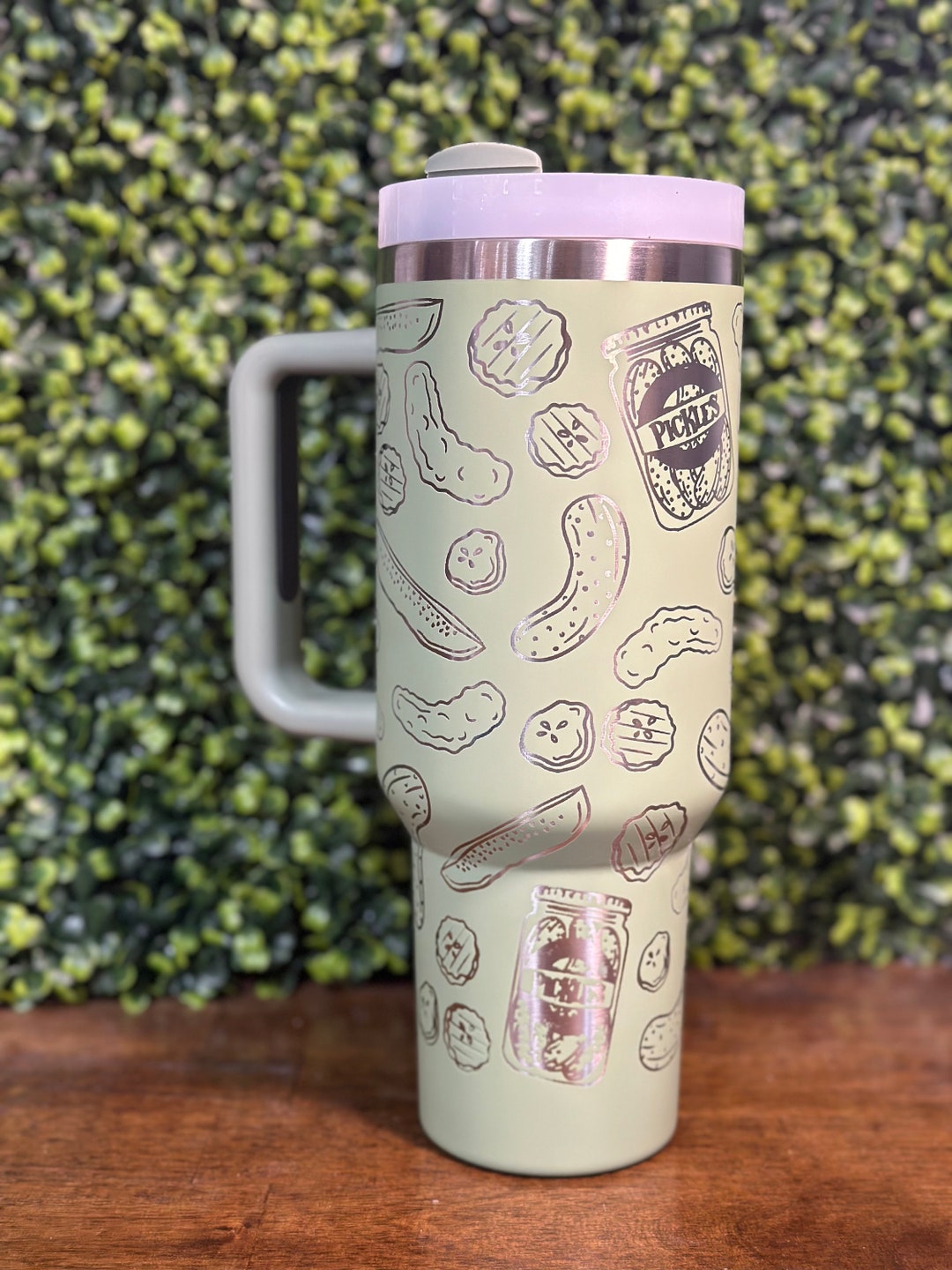 Pastel Green Pickle Wrapped Tumbler With Green Accents - Etsy