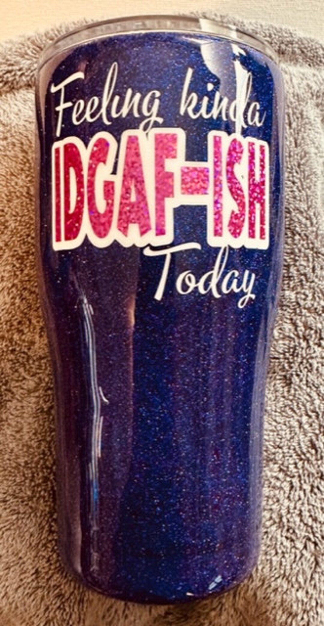 20 Ounce Stainless Steel Purple Glitter feeling Kinda Idgafish Tumbler ...