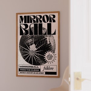 Taylor Mirrorball Print Black White Wall Art Girly Dorm Room Decor ...