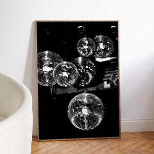 Disco Ball 70s Poster, Retro Vintage Print, Funky Wall Art Girly Dorm ...
