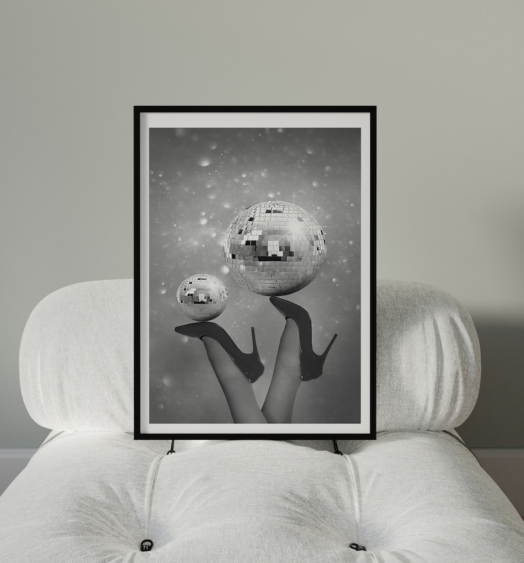 Disco Ball on Female Heels Print Decor, Retro Disco Wall Art, Vintage ...