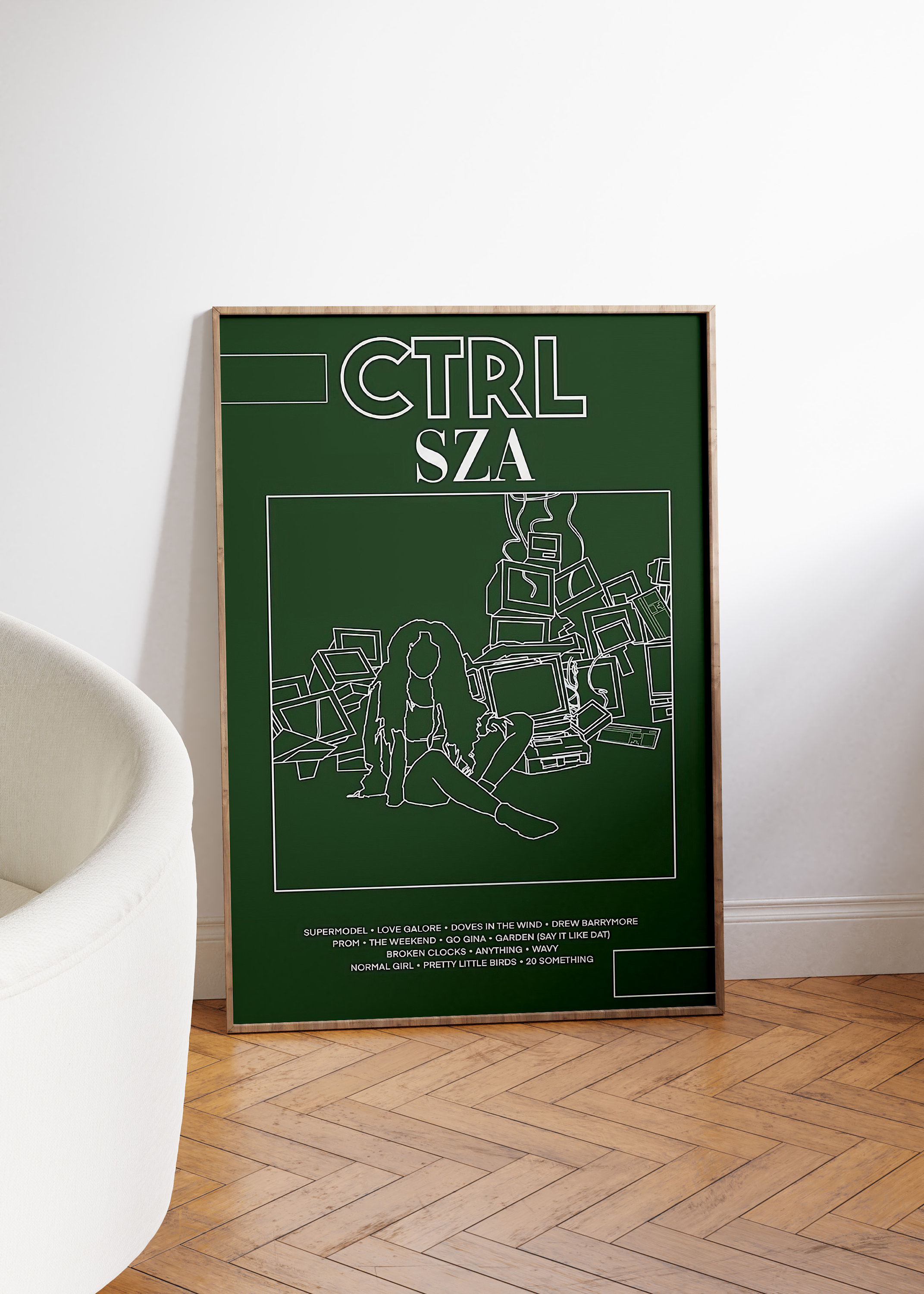 CTRL SZA Album Cover Poster, Music Album Drawing, SZA Print Decor
