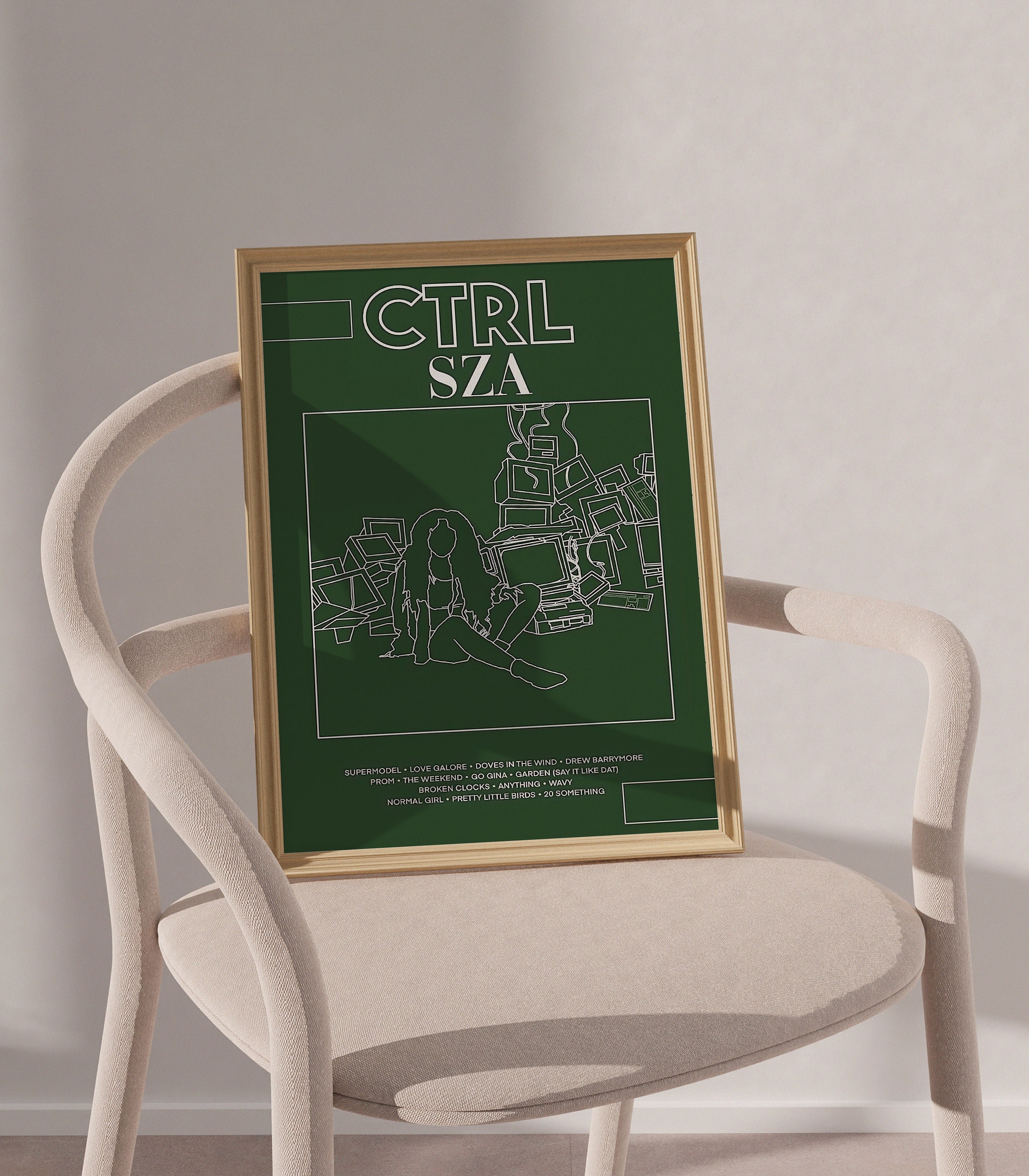 CTRL SZA Album Cover Poster, Music Album Drawing, SZA Print Decor