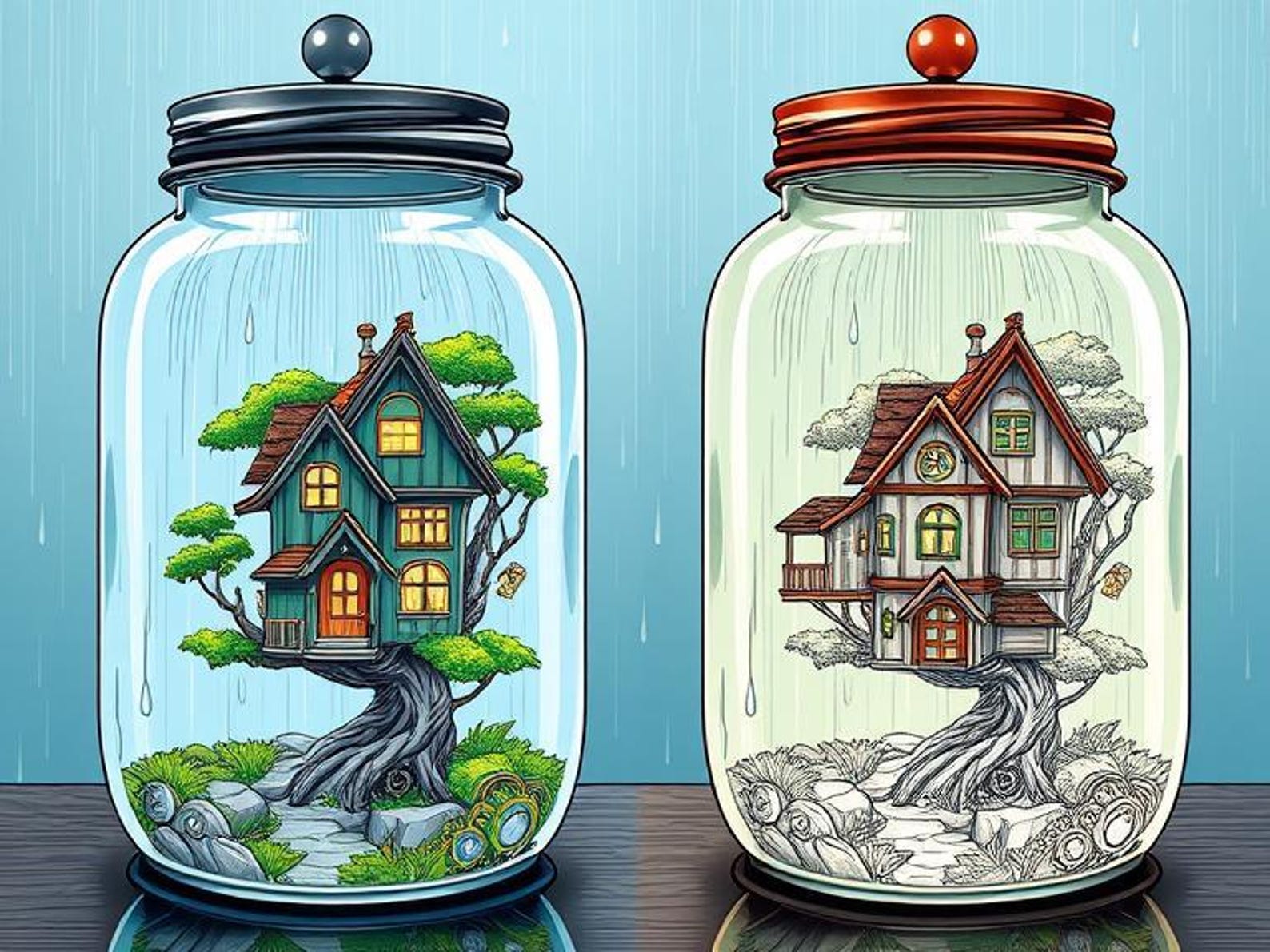 Magical Jars Coloring Book Fantasy Glass Jar Illustrations for Kids ...