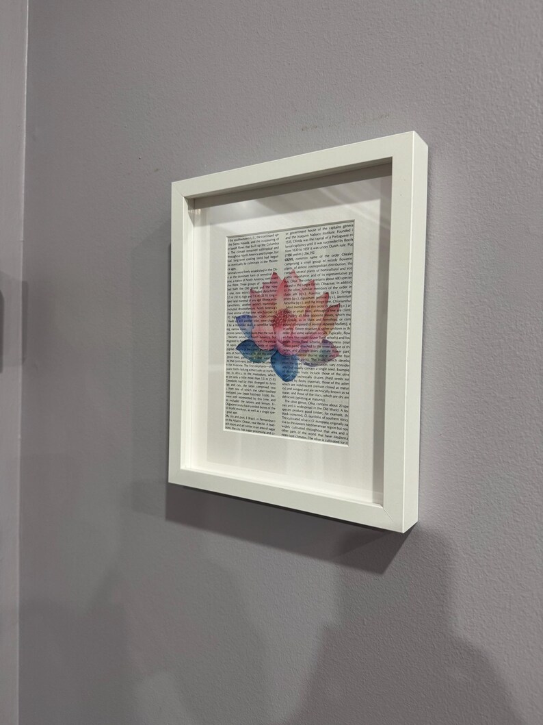 Lotus Flower Art Upcycled Paper Vintage Book Page Artwork Framed ...