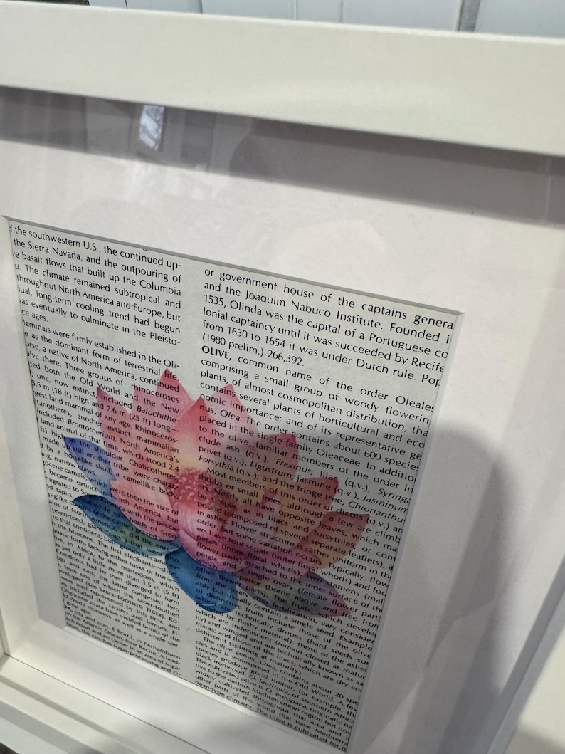 Lotus Flower Art Upcycled Paper Vintage Book Page Artwork Framed ...
