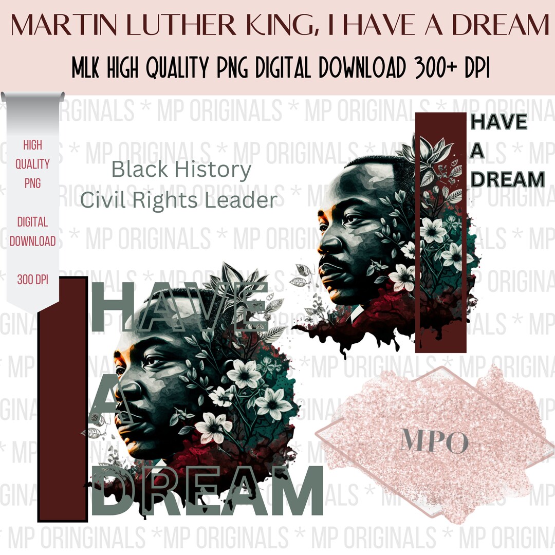 Martin Luther King Floral Png, MLK Civil Rights Leader Image for Black ...