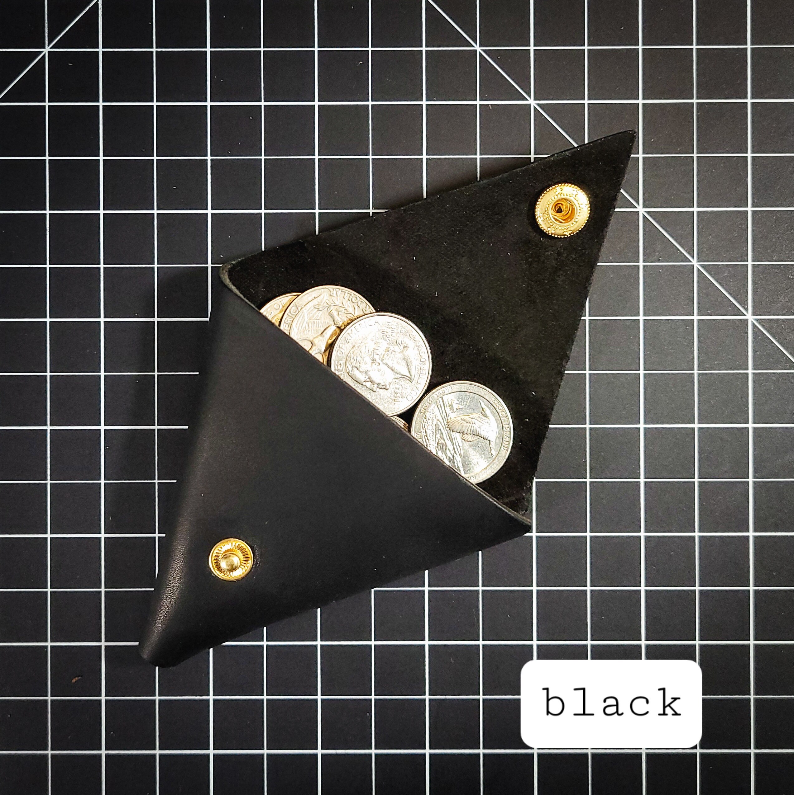 Double Sided Snap Leather Triangle Coin Pouch - Etsy