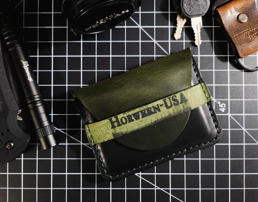 Horween Leather Flap Card Wallet One-of-a-kind - Etsy
