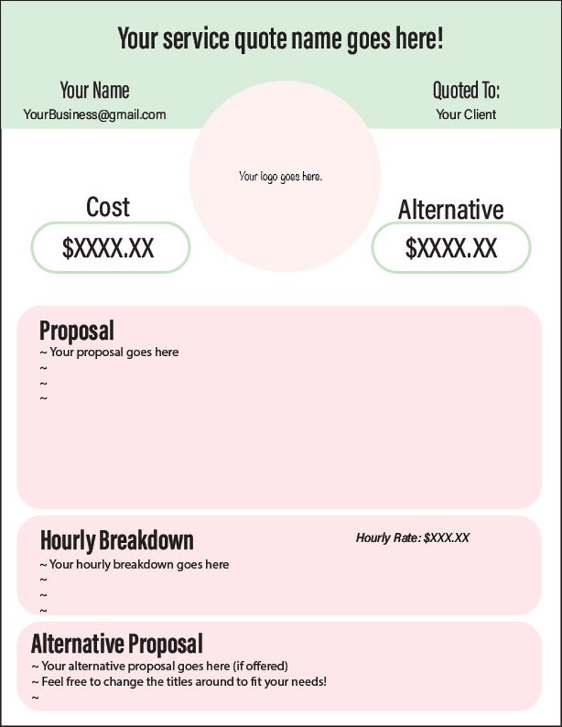 Printable Price Estimate Template - Customizable Business Quote Form ...