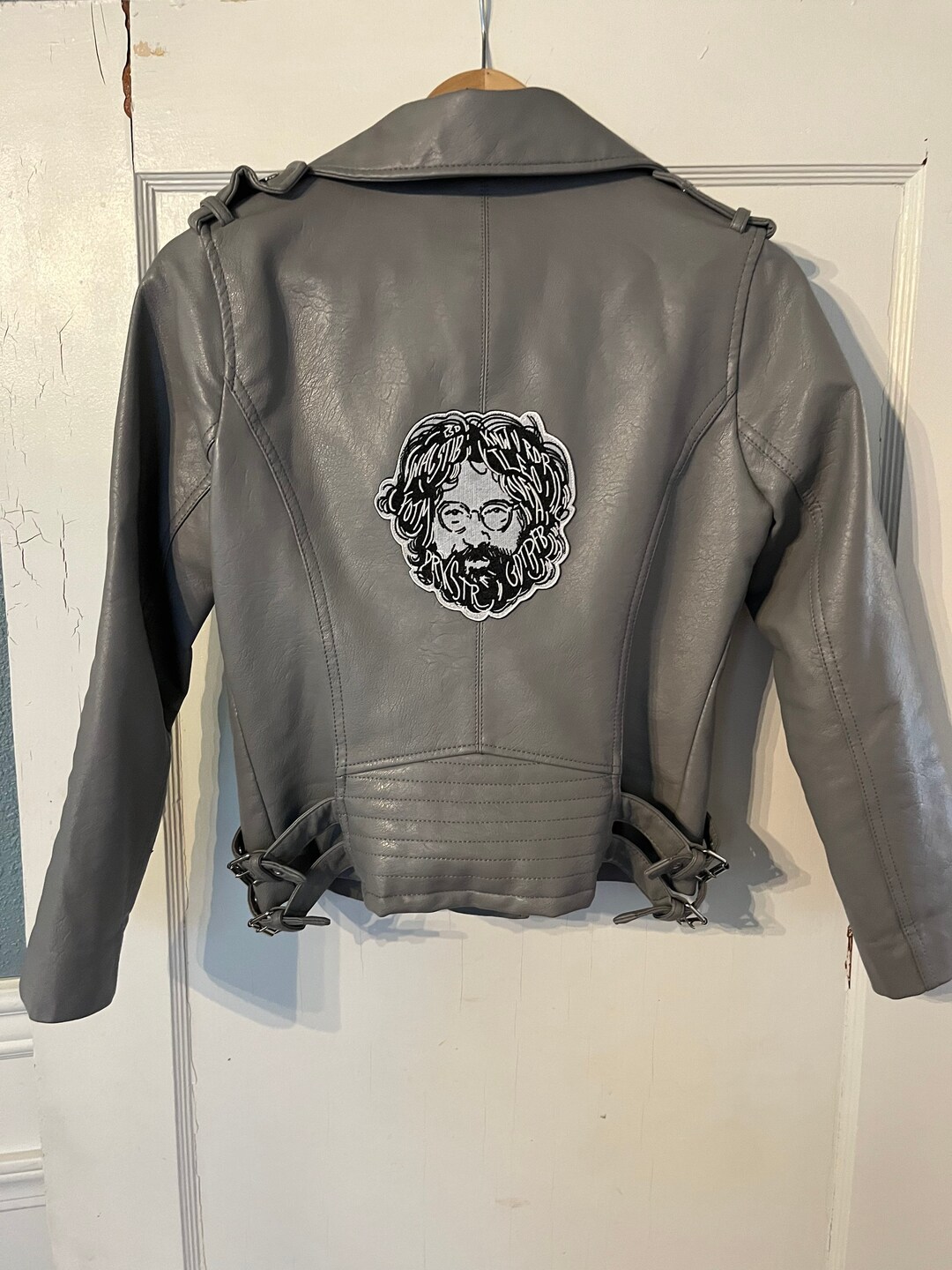 Upcycled BCBG Genuine Leather Gray Motorcycle Jacket With - Etsy