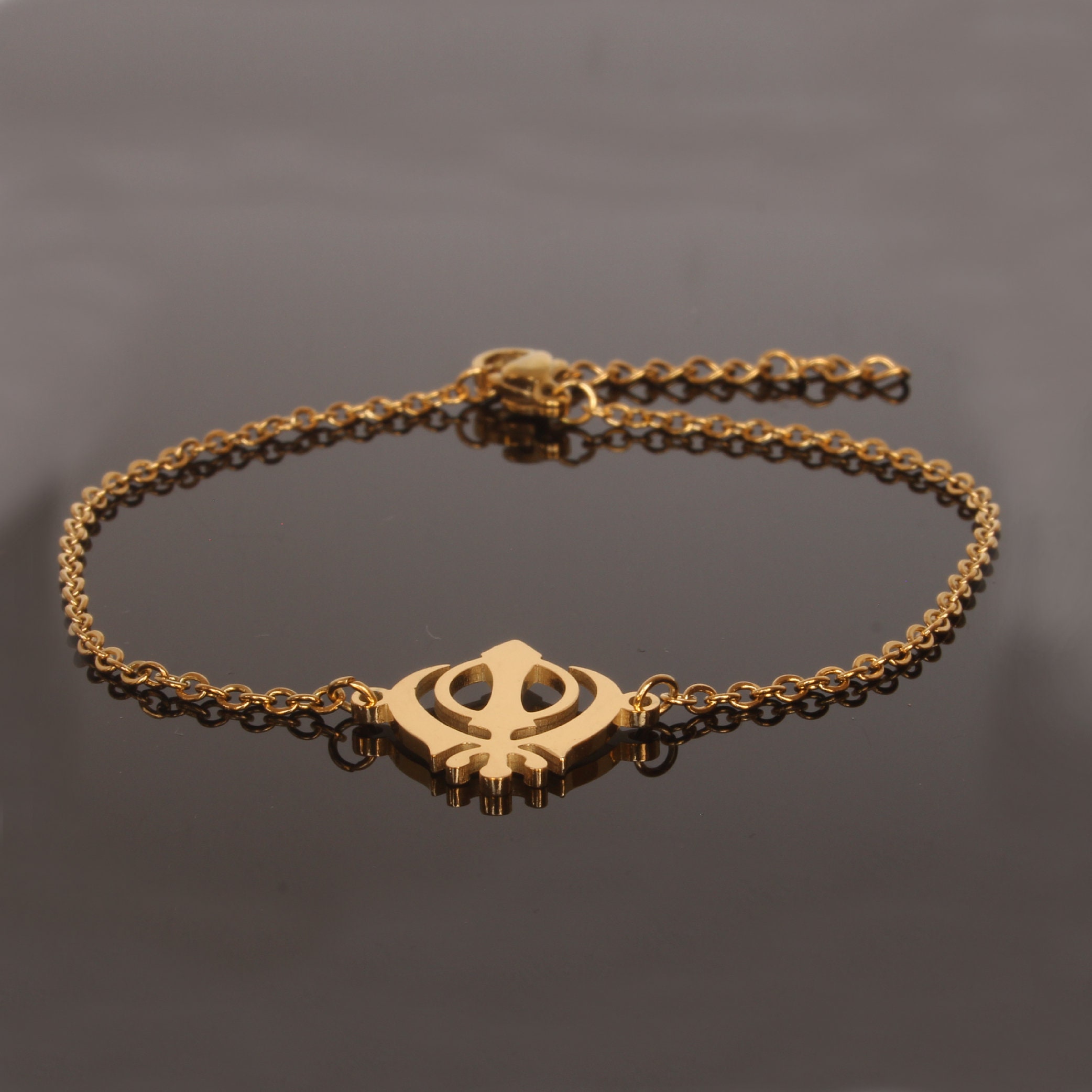 Gold/silver Sikh Khalsa Khanda Chain Bracelet - Etsy