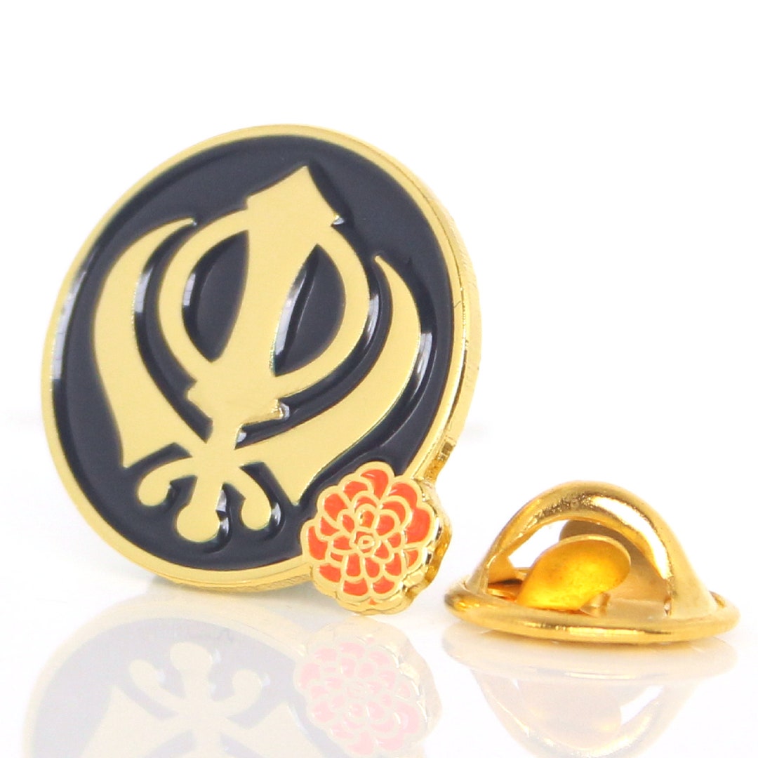 Sikh Khanda Remembrance Marigold Pin Badge Antim Ardas - Etsy