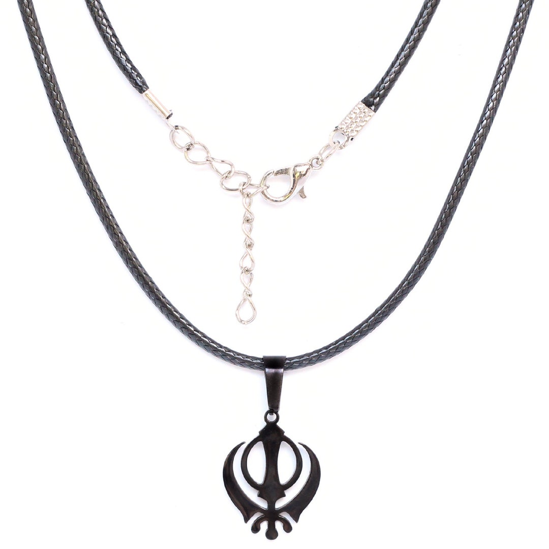 Sikh Khalsa Khanda Retro Black Leather Cord Necklace Pendant - Etsy