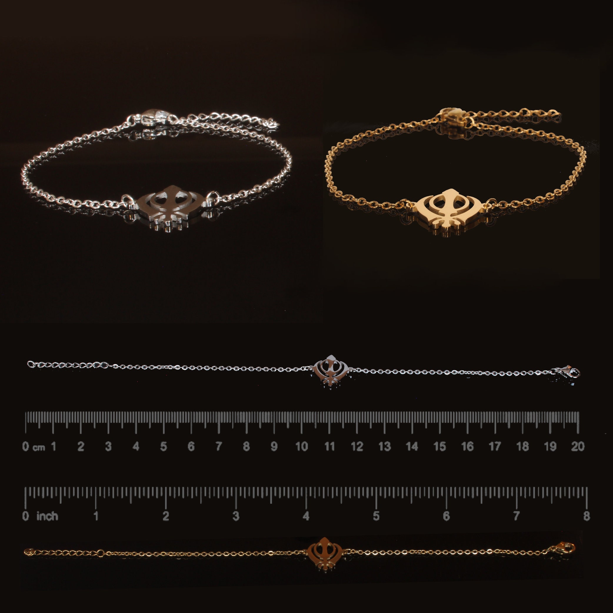 Gold/silver Sikh Khalsa Khanda Chain Bracelet - Etsy