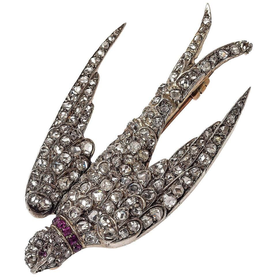 Beautiful Handmade Antique Diving Swallow Natural Rose Cut Diamond ...