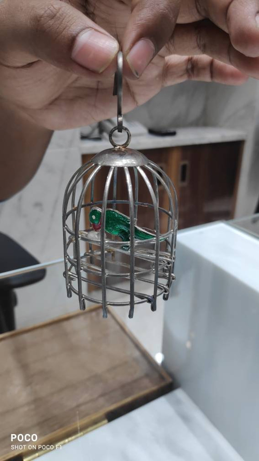Vintage Art Deco Locket 925 Sterling Silver Parrot Cage Handmade in ...