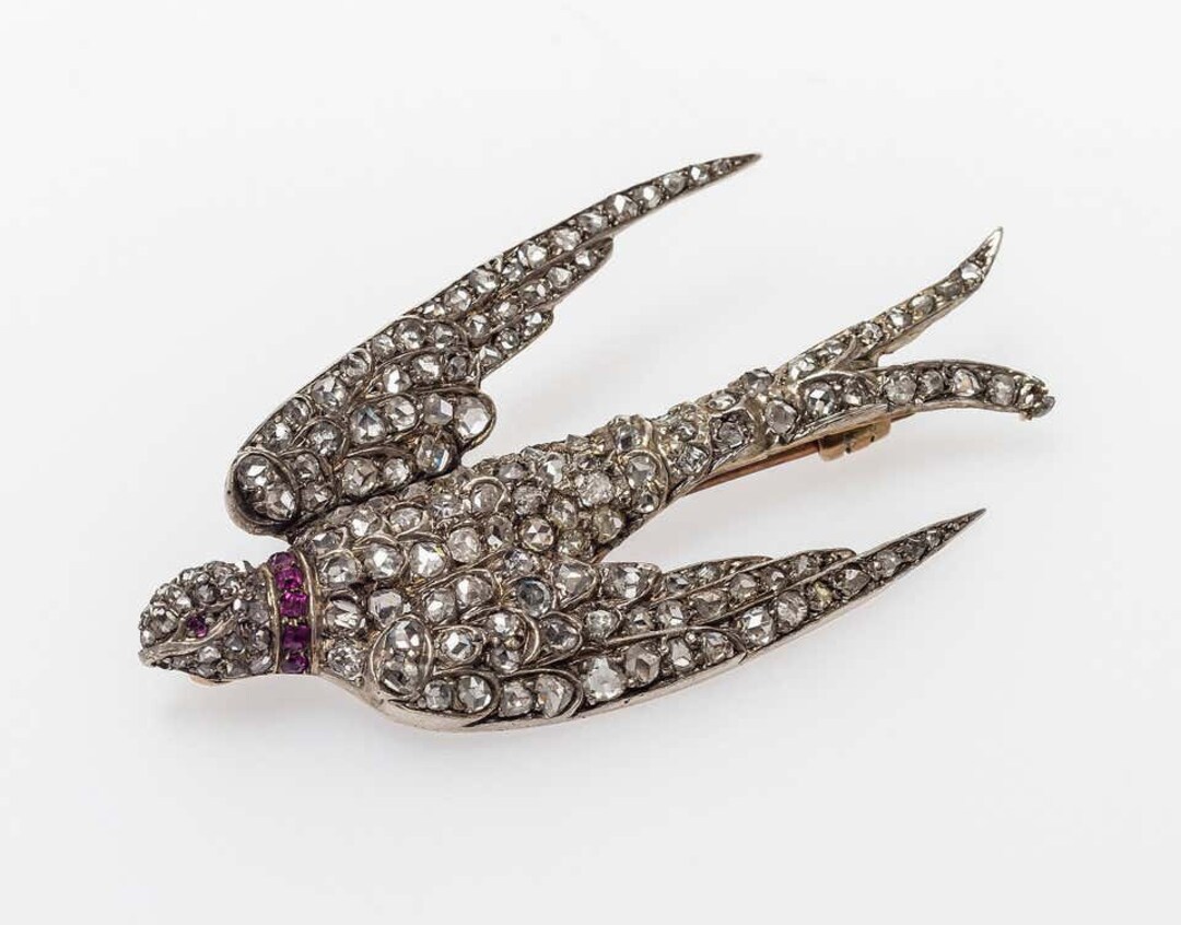 Beautiful Handmade Antique Diving Swallow Natural Rose Cut Diamond ...