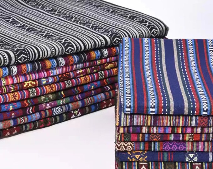 Nepal Style Colorful Jacquard Striped Pattern Gallery Cotton Fabric Cut ...
