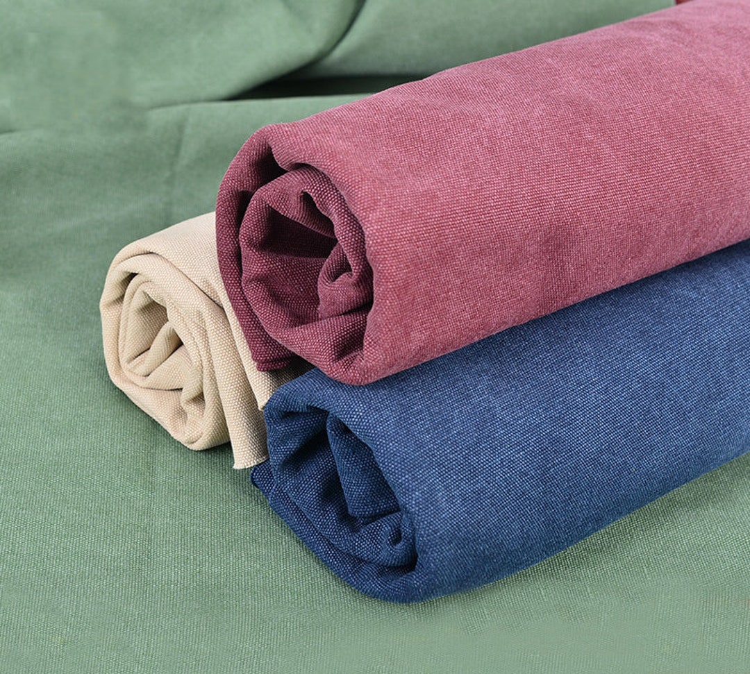 Washed Canvas Fabric, 16oz Canvas Fabric, Cotton Canvas Fabric, Thick ...