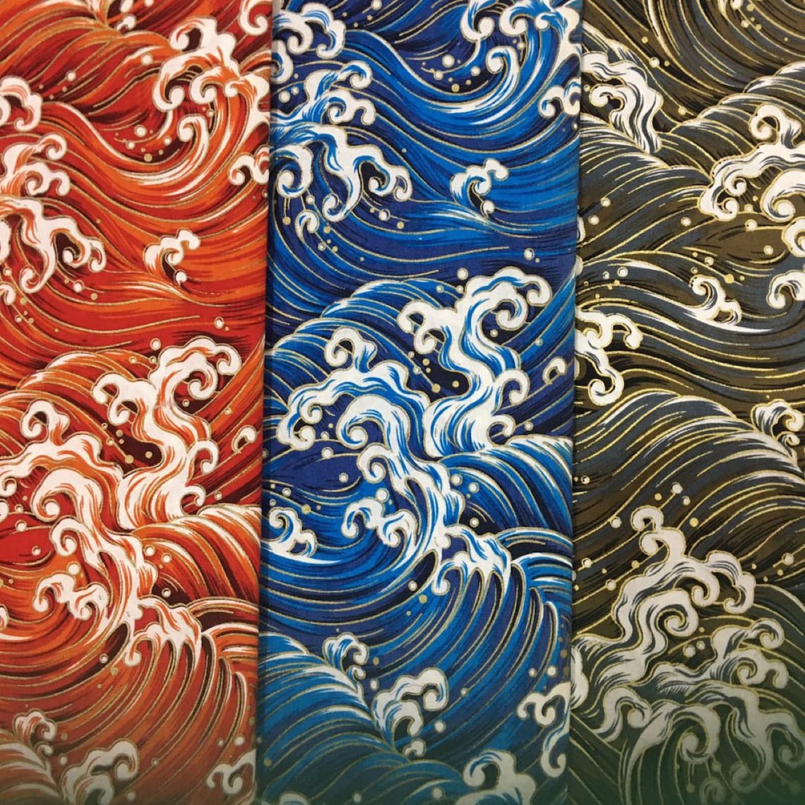 Japanese Fabric Kimono Wave Fabric Bronzing Cotton Fabric - Etsy