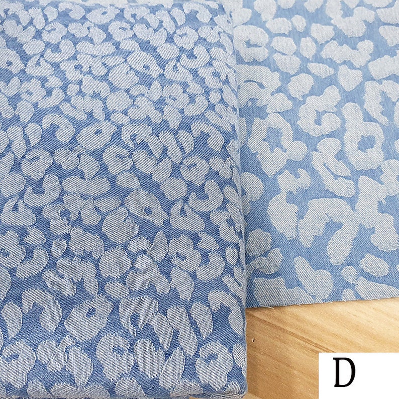 Leopard Print Denim Fabric Washed Denim Fabric Cotton Denim | Etsy