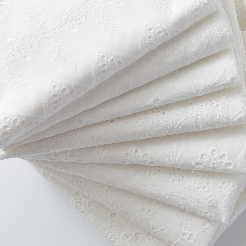 Spitze Stoff weiße Baumwollstoff mit bestickten Blume | Etsy