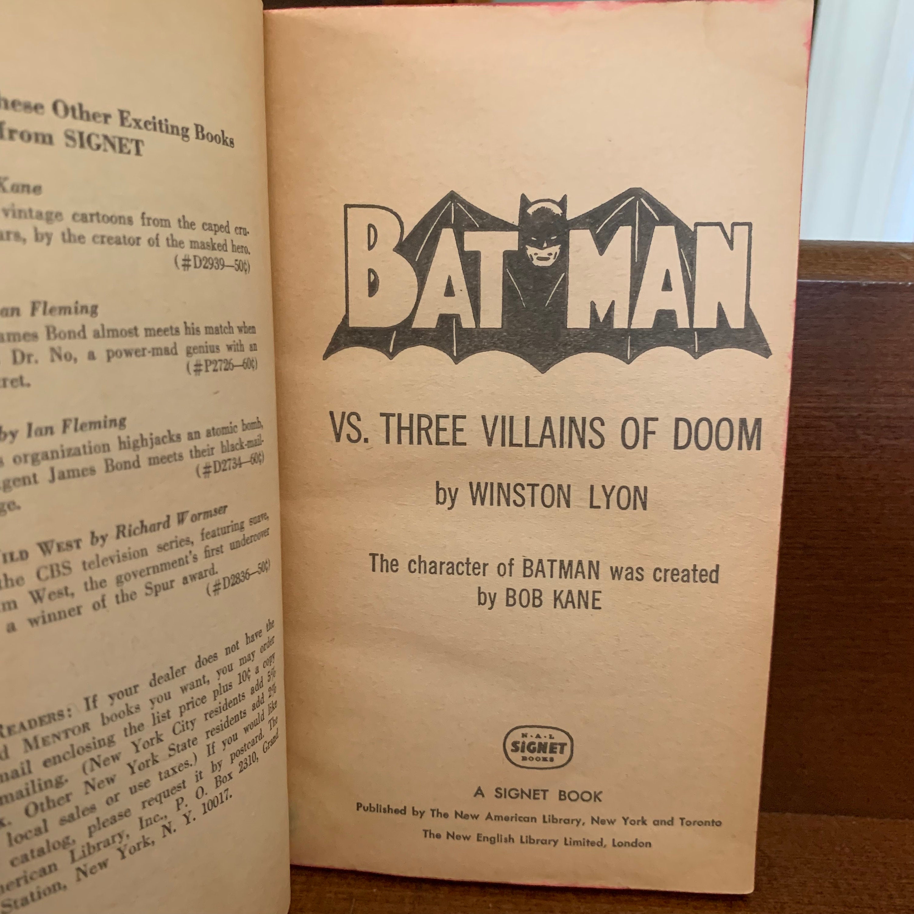 Vintage 1966 Batman Book batman Vs. 3 Villains of - Etsy