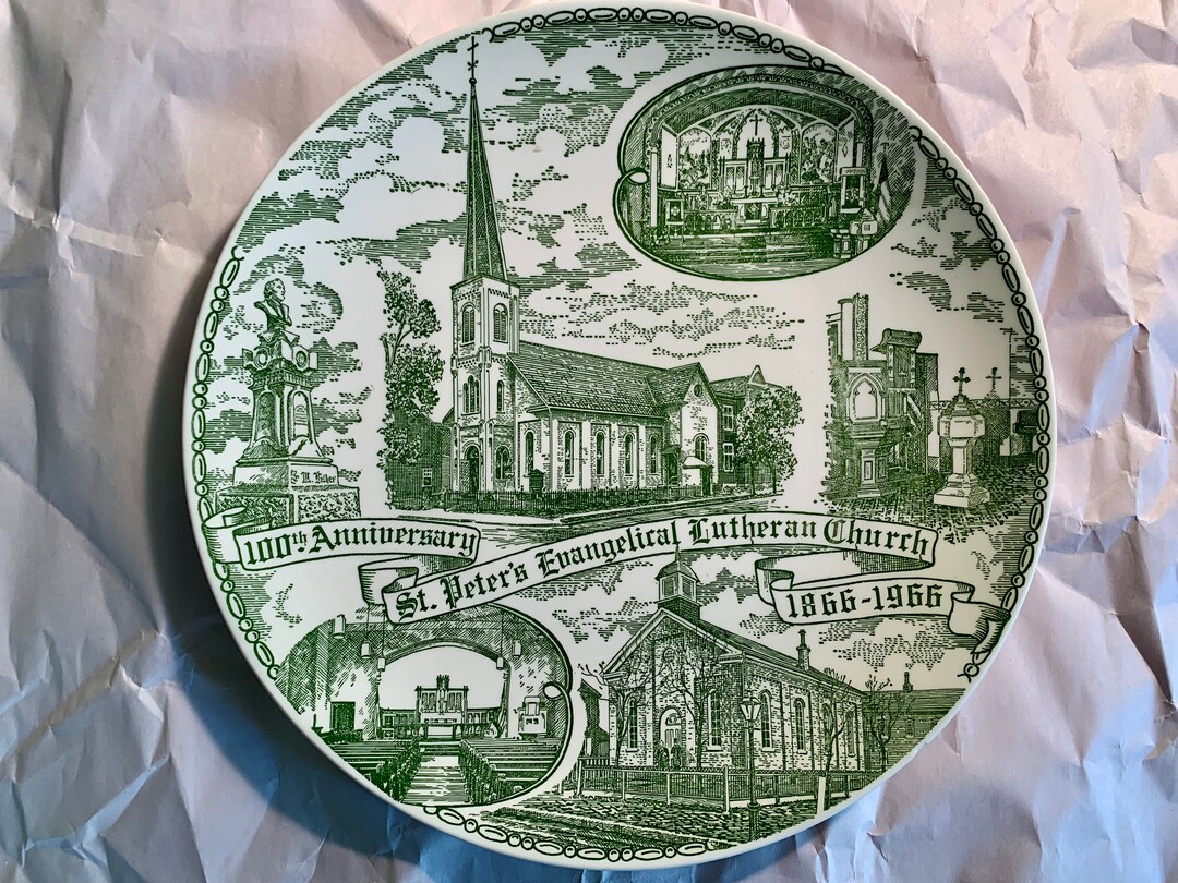 Vintage Church Commemorative Plate - St. Peter's Evangelical Lutheran ...
