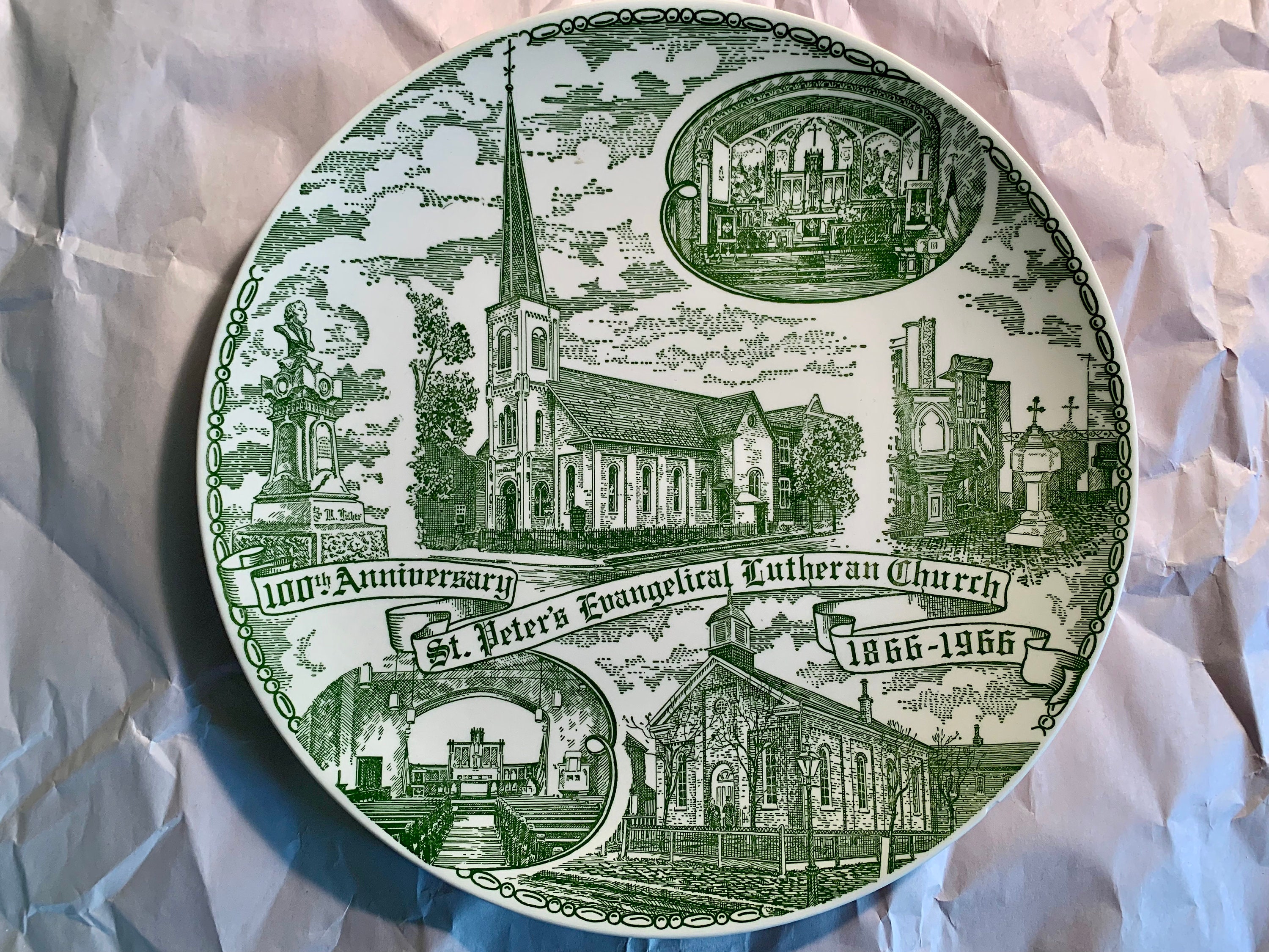 Vintage Church Commemorative Plate - St. Peter's Evangelical Lutheran ...