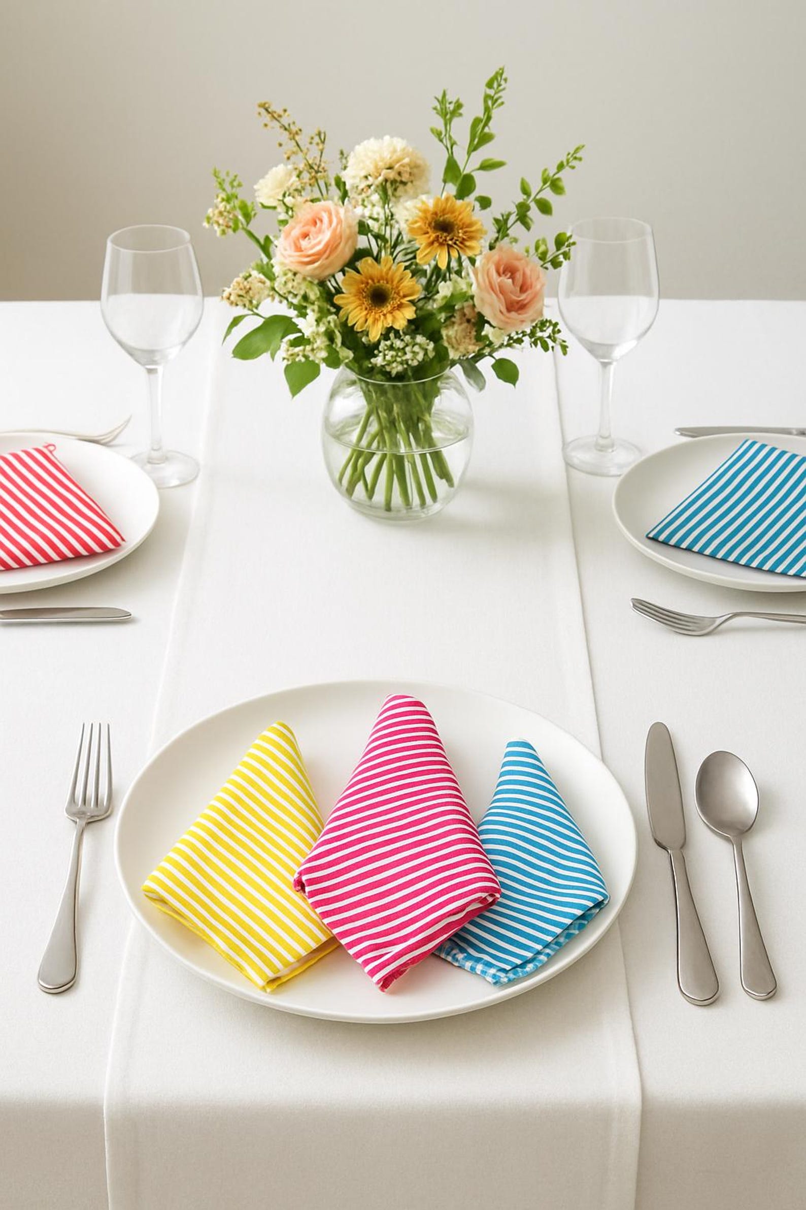 Striped Napkins in Different Colors, Color Pop Cotton Napkin: Bright ...