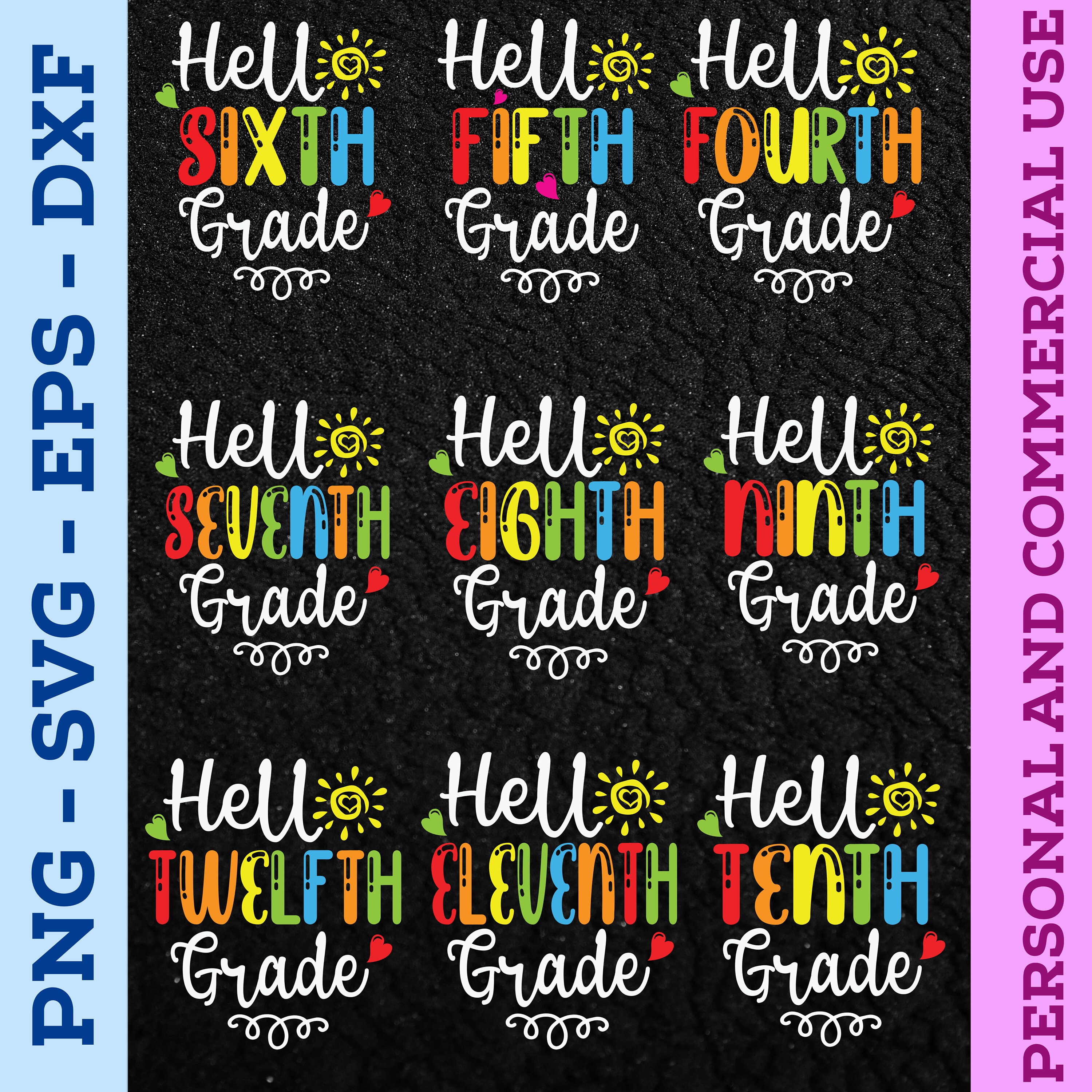 First Day of School Hello Grade Svg Bundle Hello First - Etsy