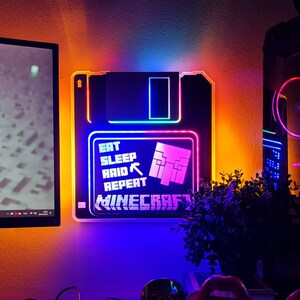 Minecraft Pillager Raid Floppy Disk Sign the Games Room Setup Gift for ...