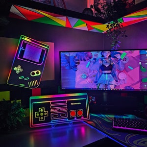 Retro Nes Controller Changing Color Light up Nintendo Neon Gameroom ...