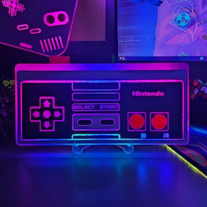 Retro Nes Controller Changing Color Light up Nintendo Neon Gameroom ...