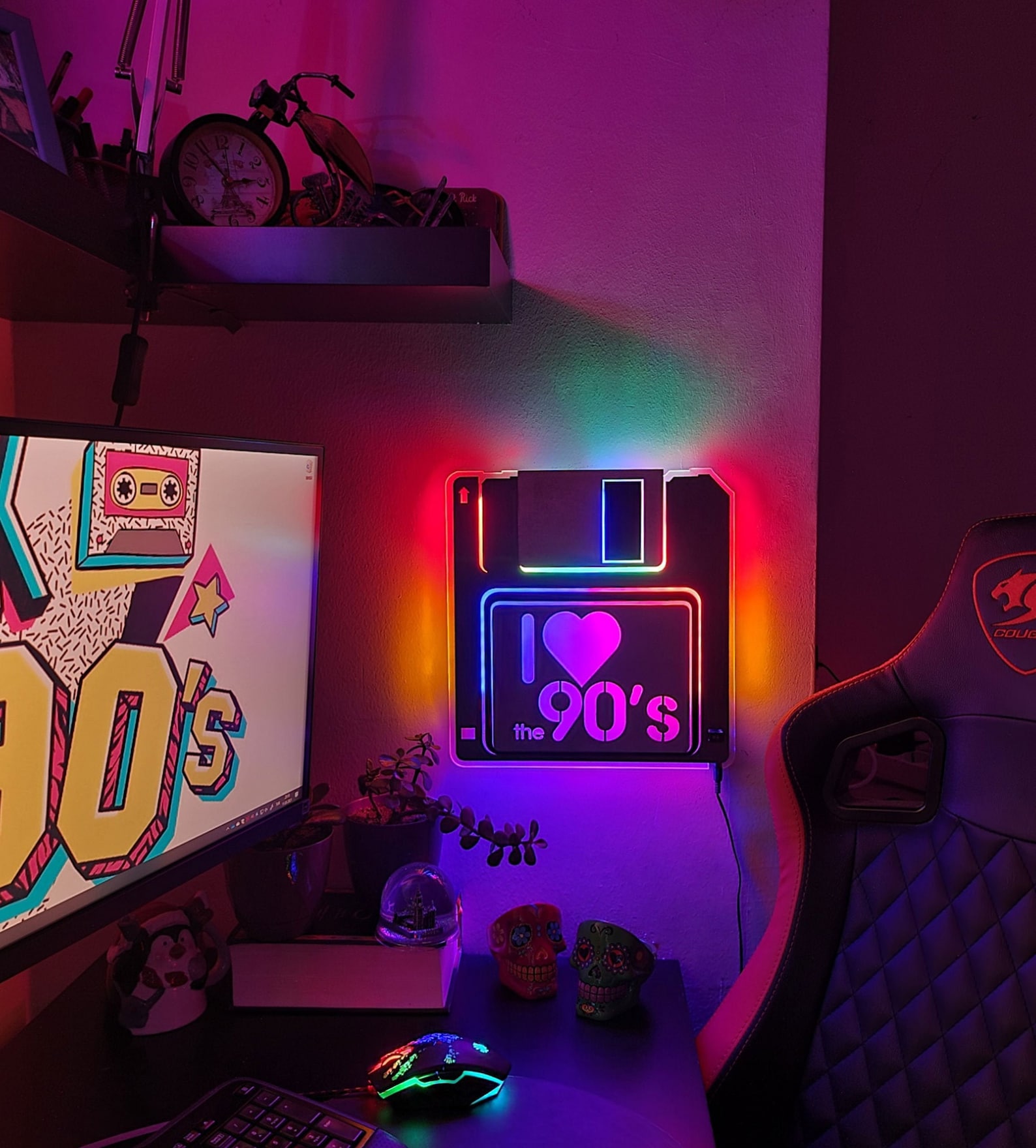 I Love 90s Led Wall Sign With Floppy Disk Concept Retro & - Etsy