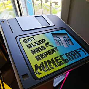 Minecraft Pillager Raid Floppy Disk Sign the Games Room Setup Gift for ...