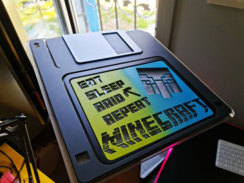 Minecraft Pillager Raid Floppy Disk Sign the Games Room - Etsy