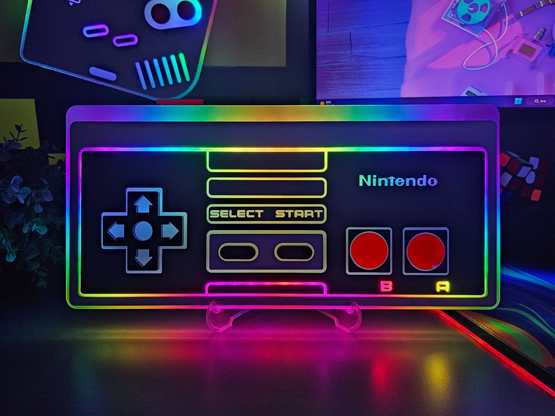 Retro Nes Controller Changing Color Light up Nintendo Neon Gameroom ...