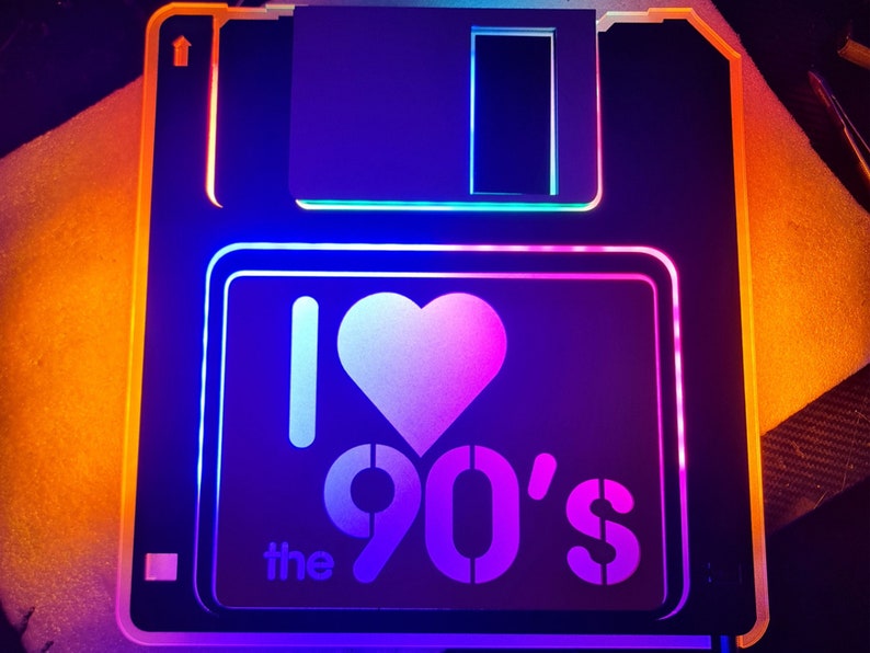 I Love 90s Led Wall Sign With Floppy Disk Concept Retro & - Etsy