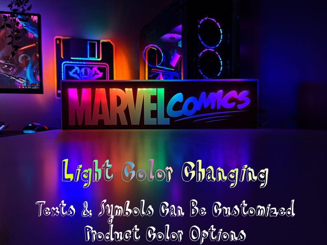 Marvel Night Light W/ Comics Avengers Figures Options Thor Spiderman ...