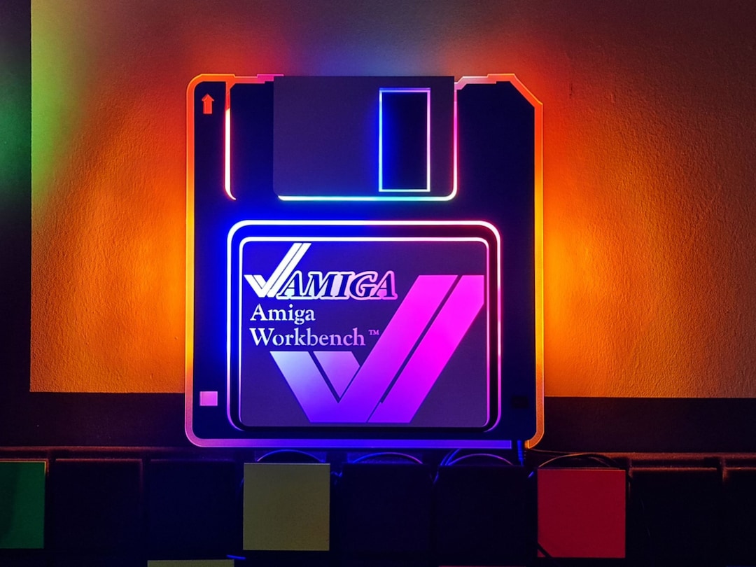 Amiga OS Workbench Floppy Disk Neon Sign: Retro Gamer Decor - Etsy ...