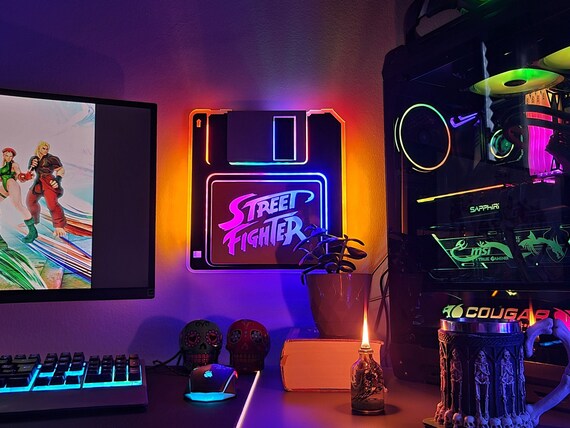 Street Fighter Led Lighted Floppy Disk Sign Retrogaming Play - Etsy